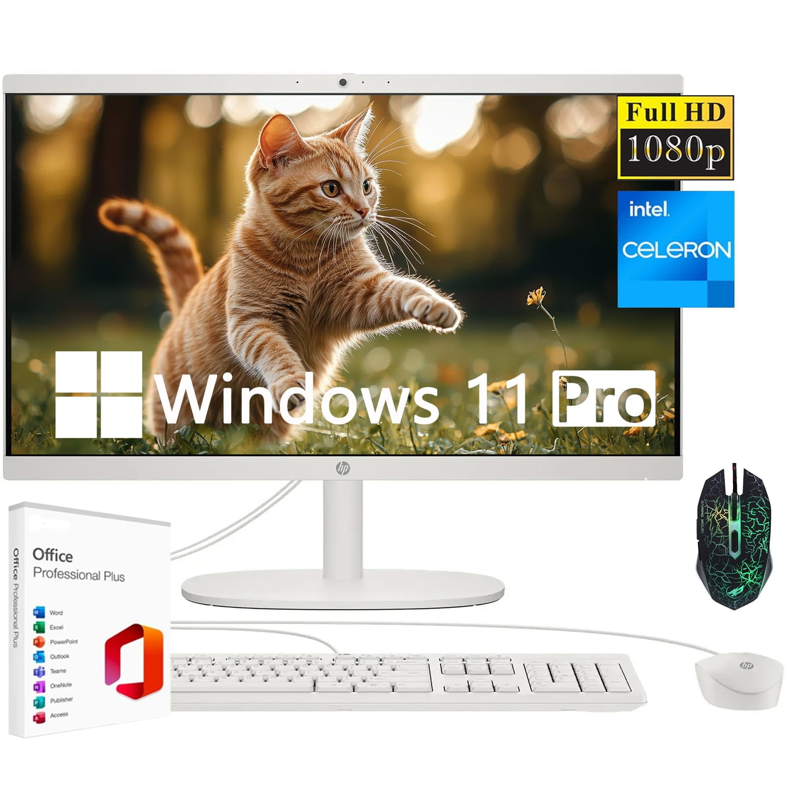 HP 21.5" FHD All-in-One Desktop Computer, Intel Celeron J4025, Intel ...