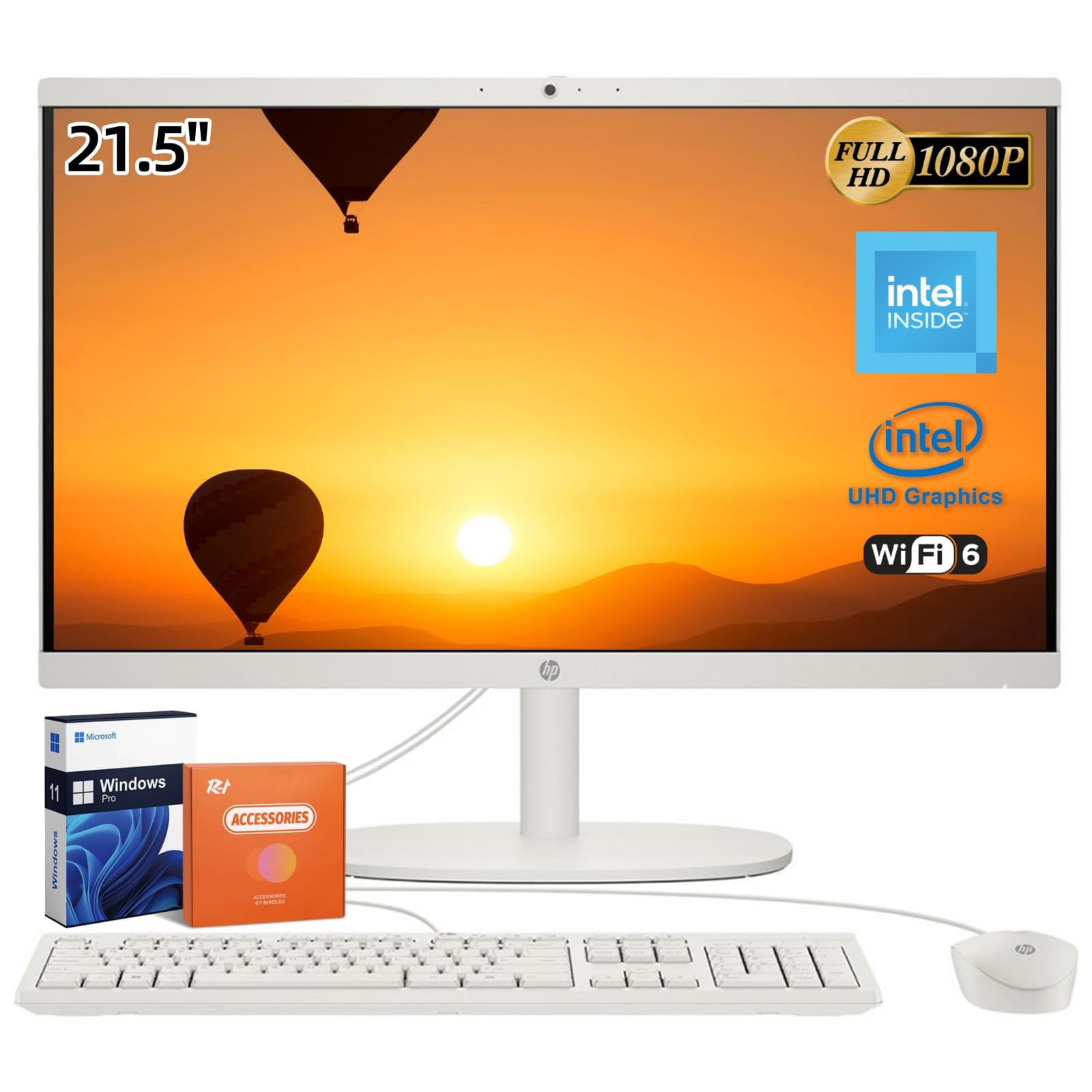 HP 21.5" All in One Desktop Computer, Intel Celeron J4025, 21.5 inch ...