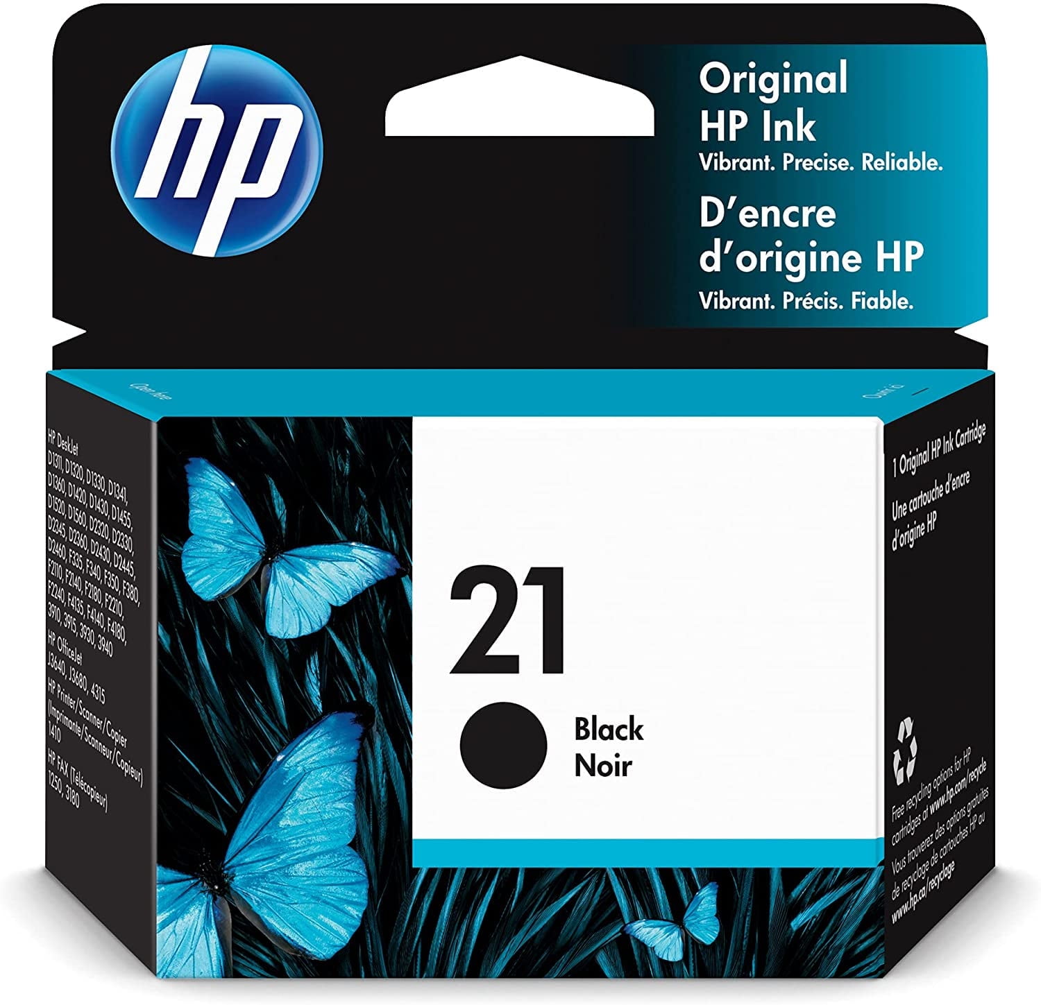 HP 21 Black Ink Cartridge | Works with HP DeskJet D1300, D1400, D1500 ...