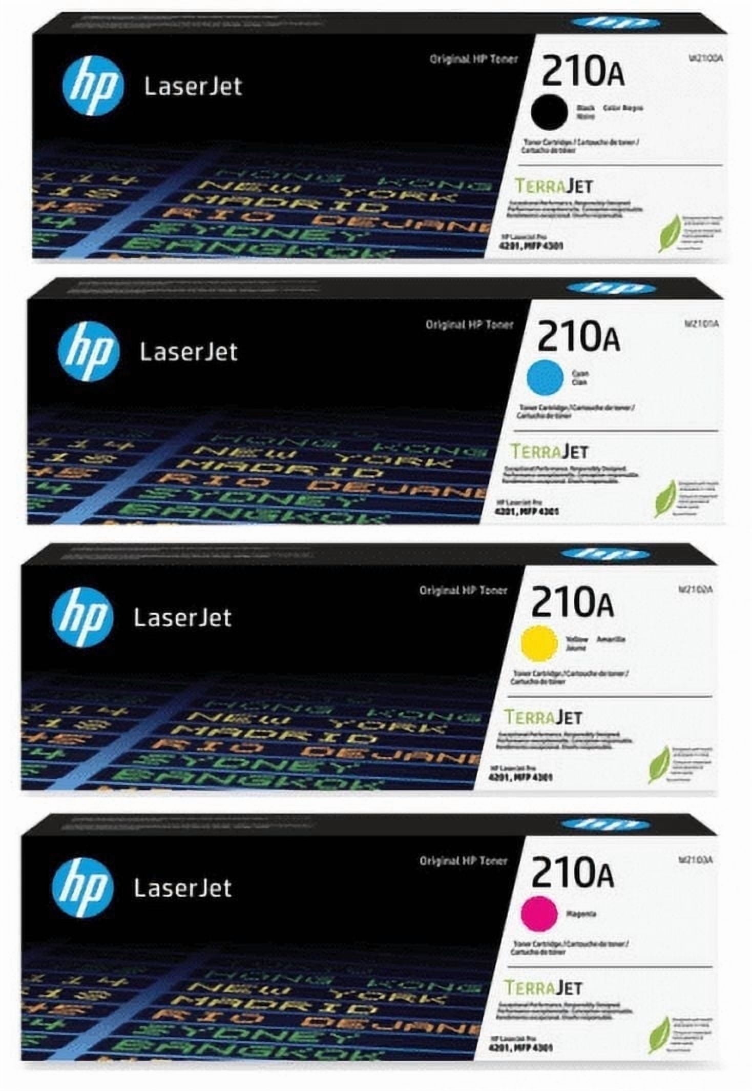 HP 210A Toner Cartridge Set, Black Cyan Yellow Magenta, Standard Yield ...