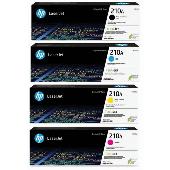 HP 210A Toner Cartridge Set, Black Cyan Yellow Magenta, Standard Yield ...