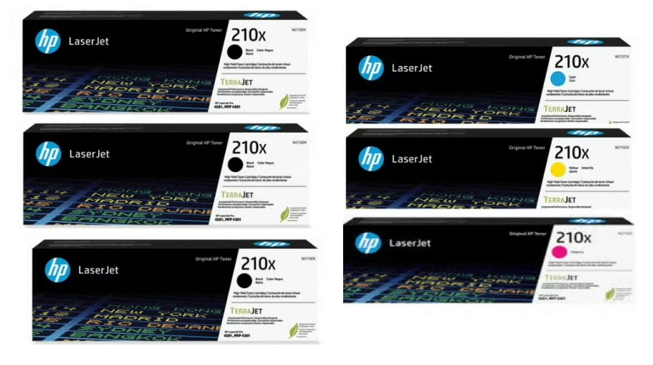 HP 210X Ink Printer Cartridge, for LaserJet Pro 4203, Black/Tri-Color ...