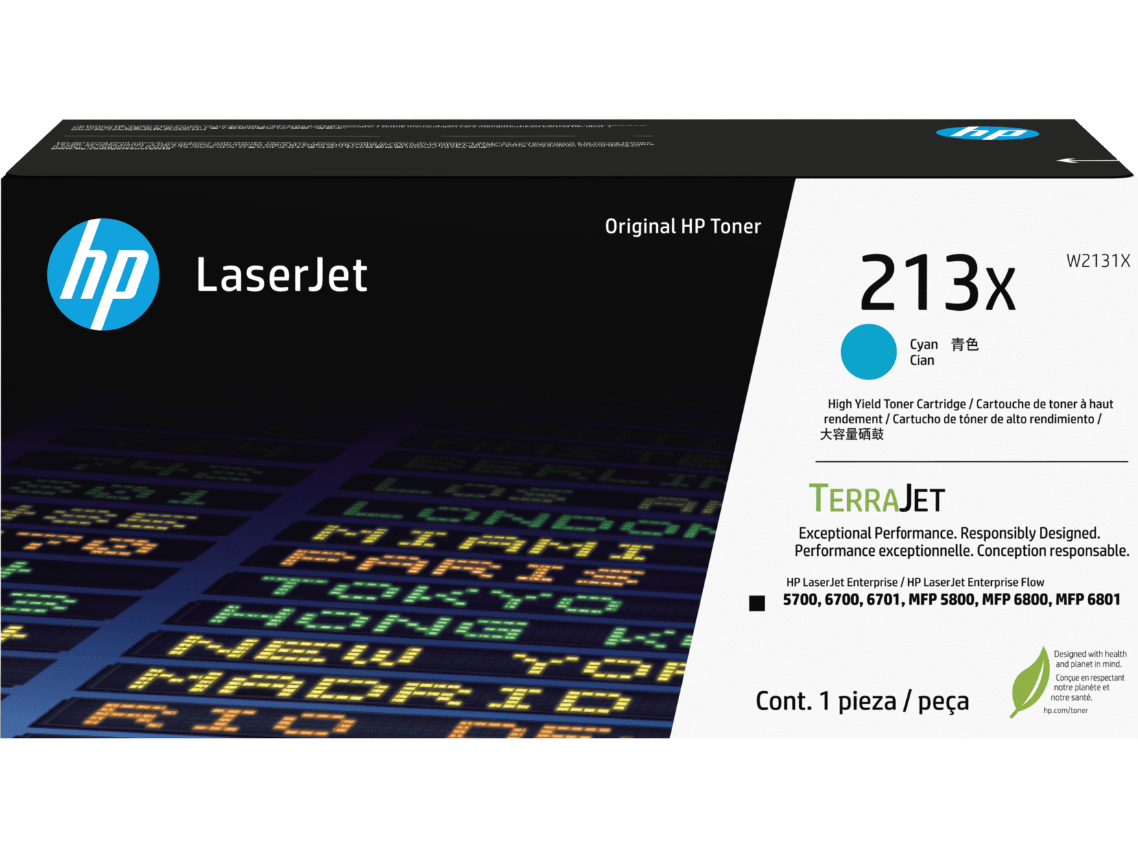 HP 213X High Yield Cyan Original LaserJet Toner Cartridge, ~6,000 pages ...