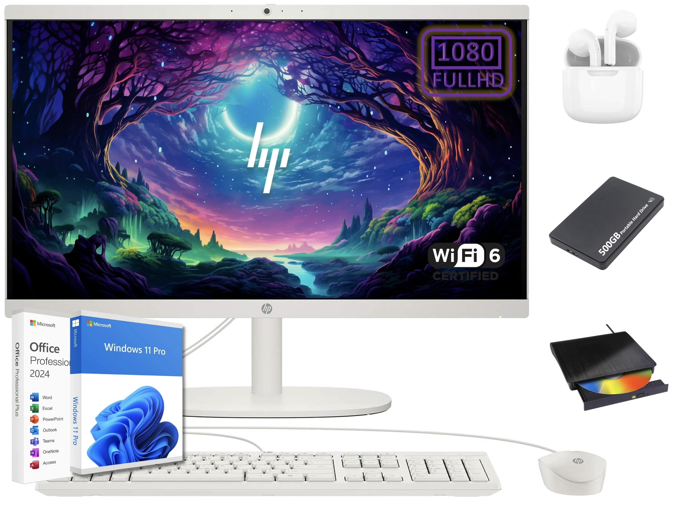 HP 22 inch FHD All-in-One Desktop Computer PC 2025 Flagship, 64GB RAM ...