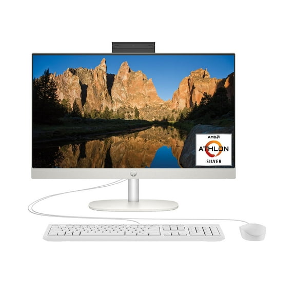 HP 23.8 inch All-in-One Desktop PC, FHD Display, AMD Athlon Silver ...