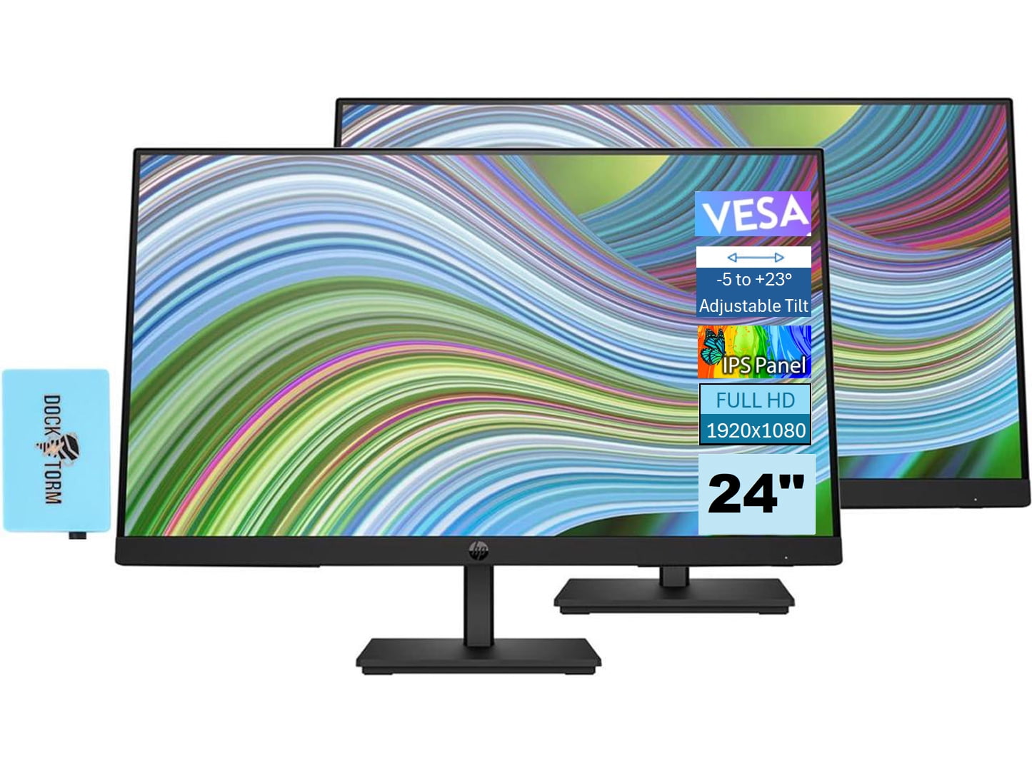 HP 24" FHD IPS (1920x1080) Monitor Bundle with Docztorm Dock, 75Hz ...