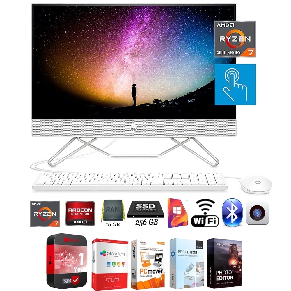 HP 24 inch All-in-One Desktop AMD Ryzen 7 5700U, 16 GB, 256 GB SSD ...