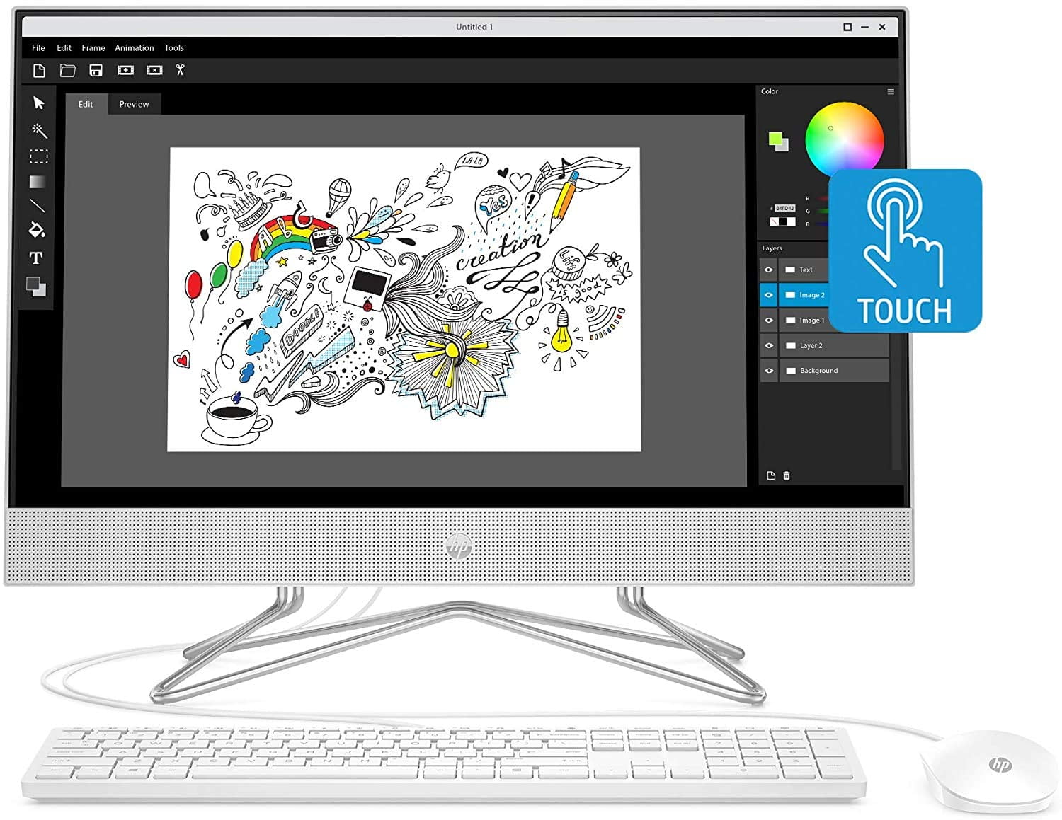 HP 24-inch All-in-One Touchscreen Desktop Computer, AMD Ryzen 5 4500U ...