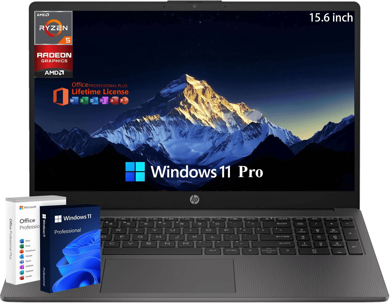 HP 255 G10 Business Laptop, 15.6" FHD Display, AMD Ryzen 5 7530U, 16GB ...