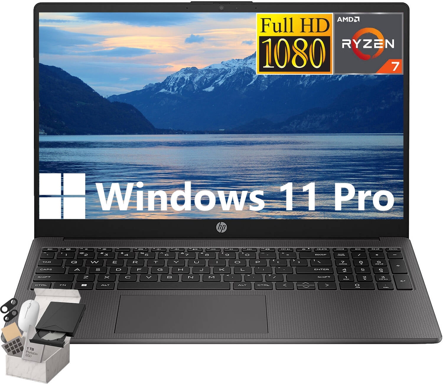 HP 255 G10 Business Laptop, 15.6" FHD Display, AMD Ryzen 7 7730U, 32GB ...