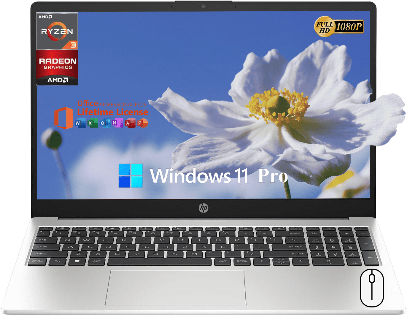 HP 255-G10 Business Laptop Computer, 15.6" Full HD, Ryzen 3 7330U, 16GB ...