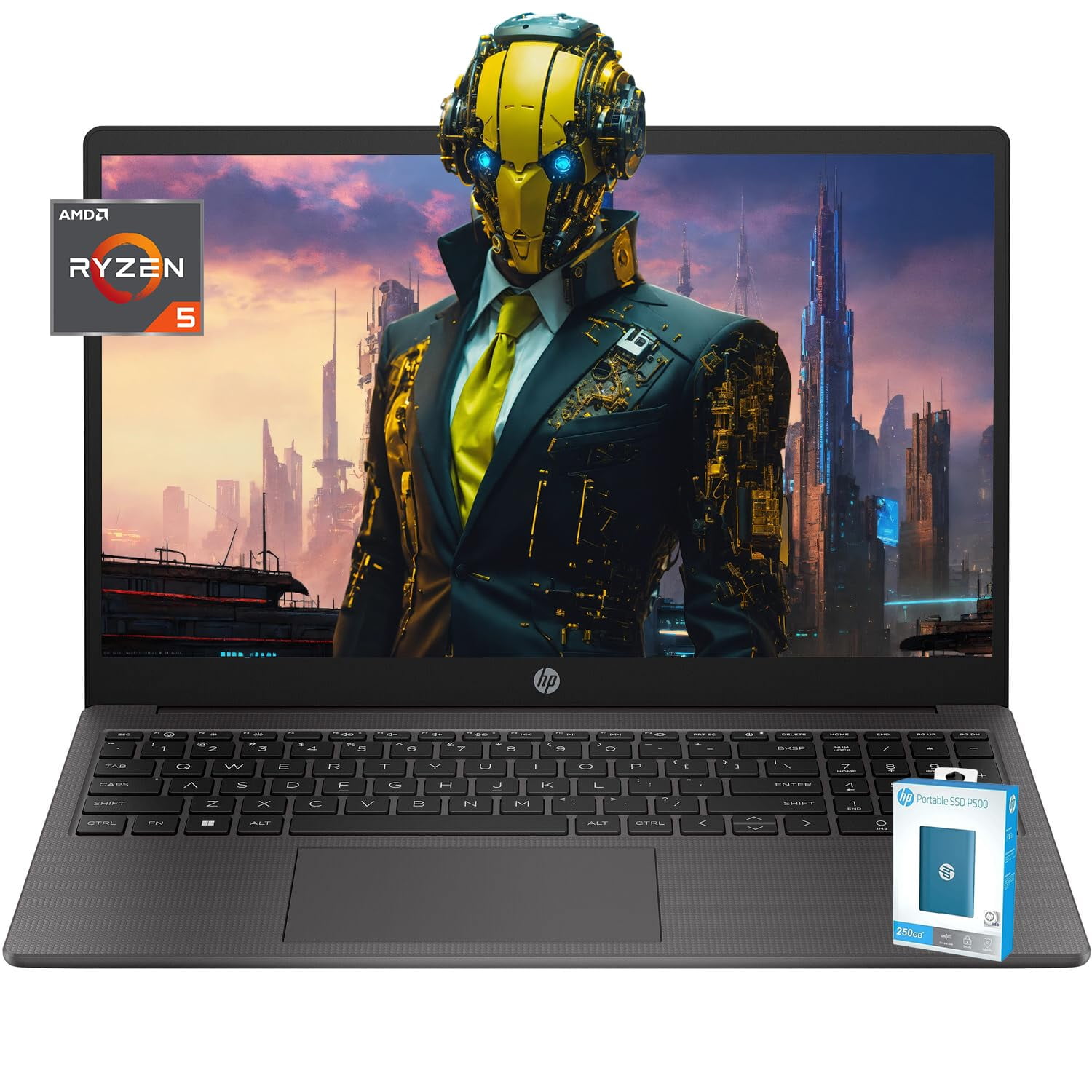 HP 255 G10 Laptop, 15.6" FHD IPS Anti-Glare, AMD Ryzen Processor, Wi-Fi ...
