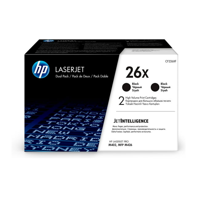 HP LaserJet 26X High Yield Original Black Toner Cartridges, 2-Pack ...