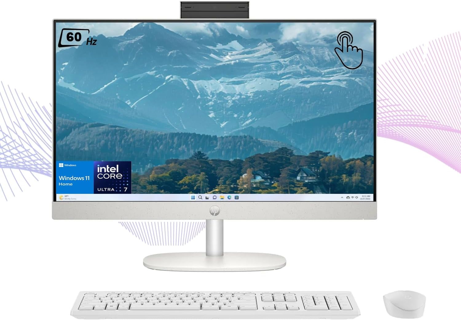 HP 27 All-in-One Desktop Computer, 27 inch FHD IPS LED Touch Display ...