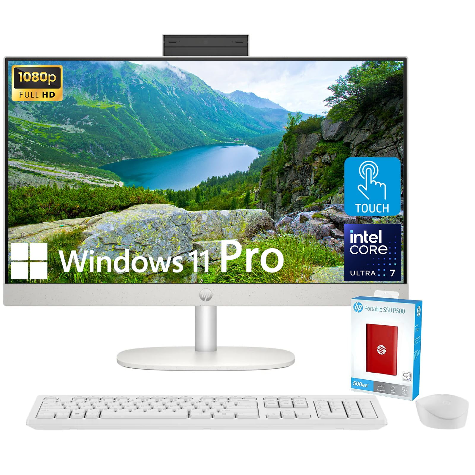 HP 27" All-in-One Desktop Computer, FHD IPS Touchscreen, 12-core Intel ...