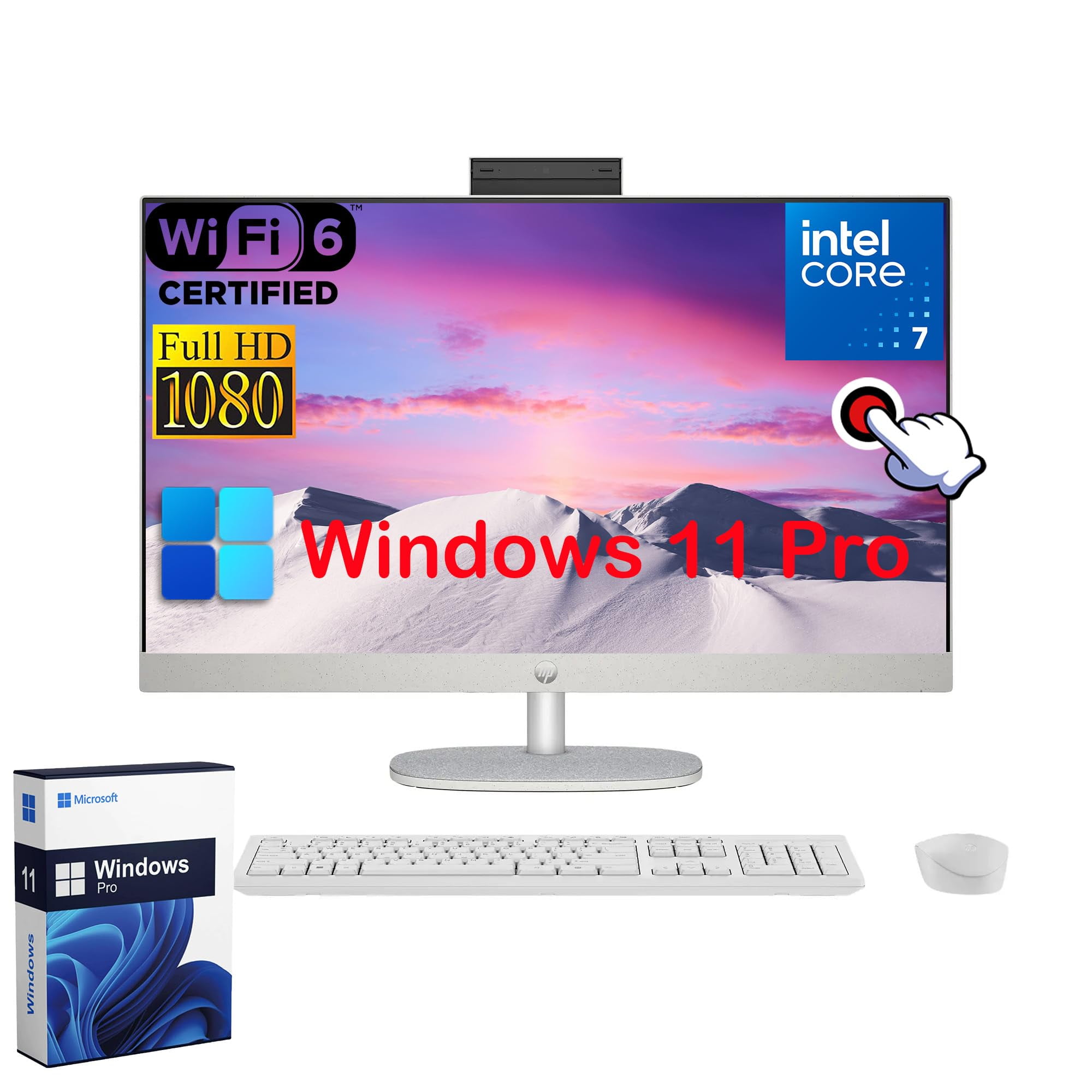 HP 27 All-in-One Touchscreen Desktop Computer - 27" FHD Display, Intel ...