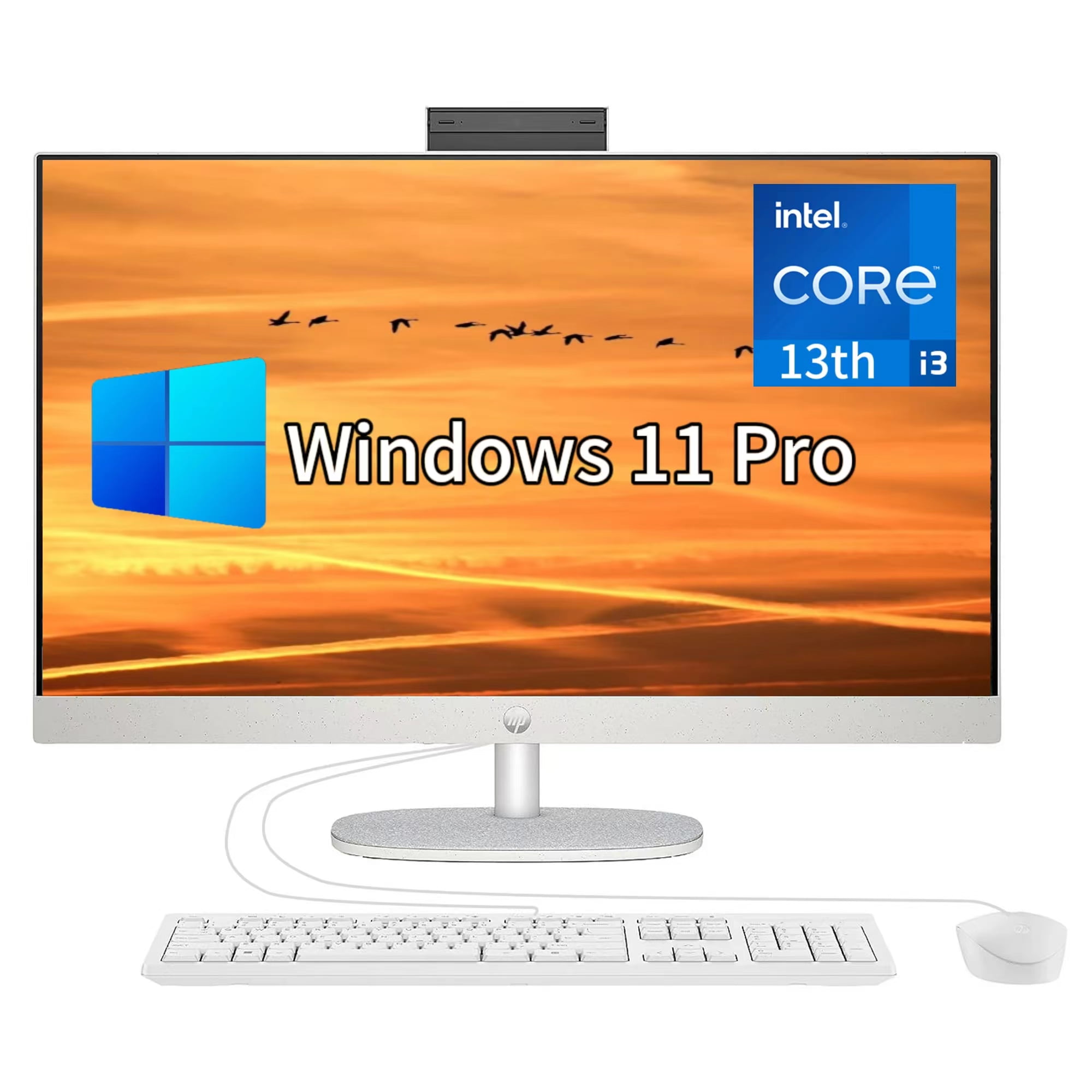 "HP All-in-One 27"" Desktop PC, 13th Gen Intel Core i3-1315U, 8GB DDR4, 256GB SSD, Win 11 Pro ...