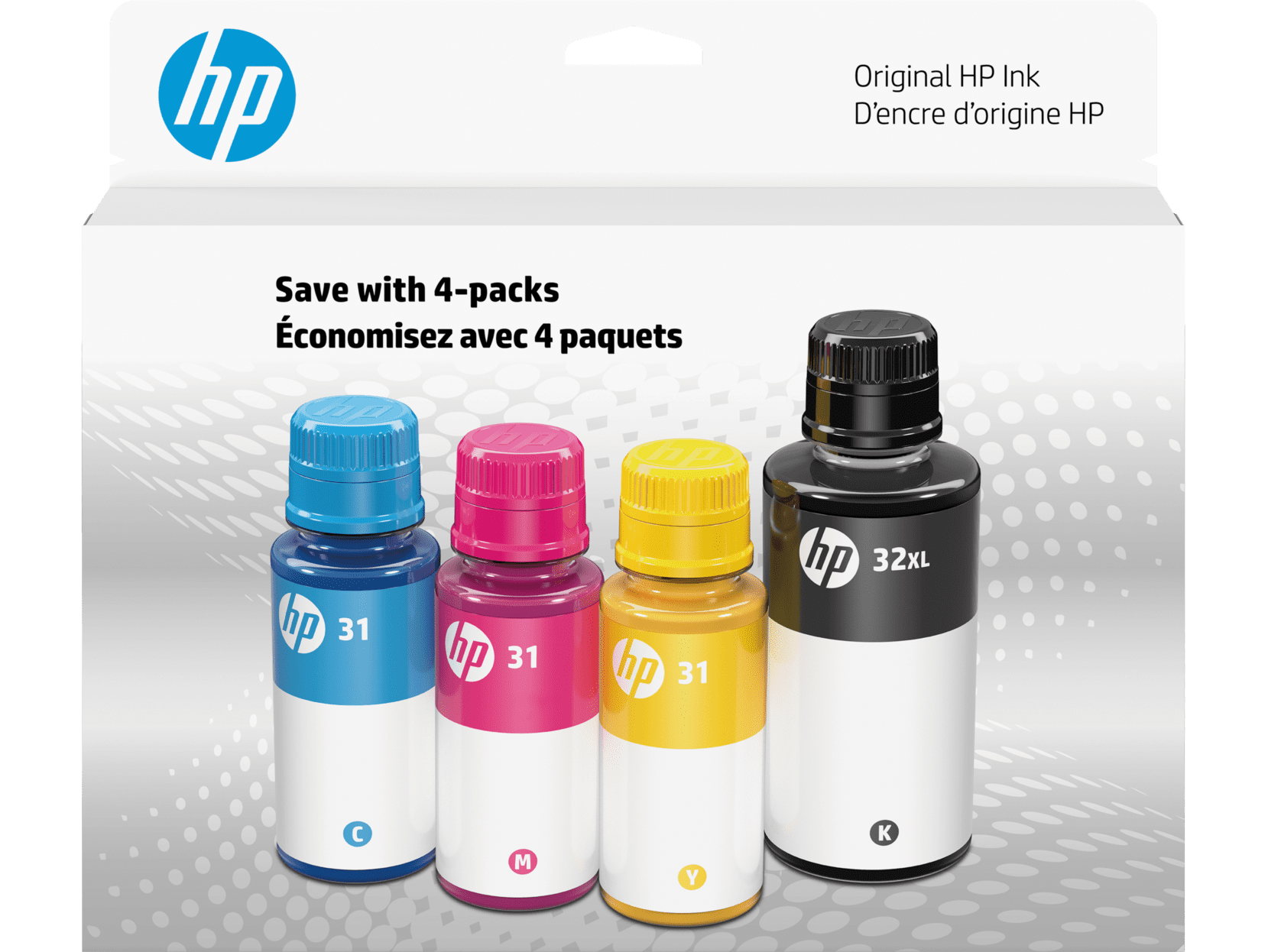 HP 32XL Black & 31 CMY Bottled Ink Cartridge, High-Yield, 7E6X7AN ...