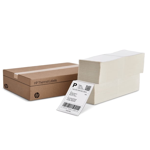 HP 4” x 6” Direct Thermal Shipping Label, 2 Fanfold 500 White Sheets ...