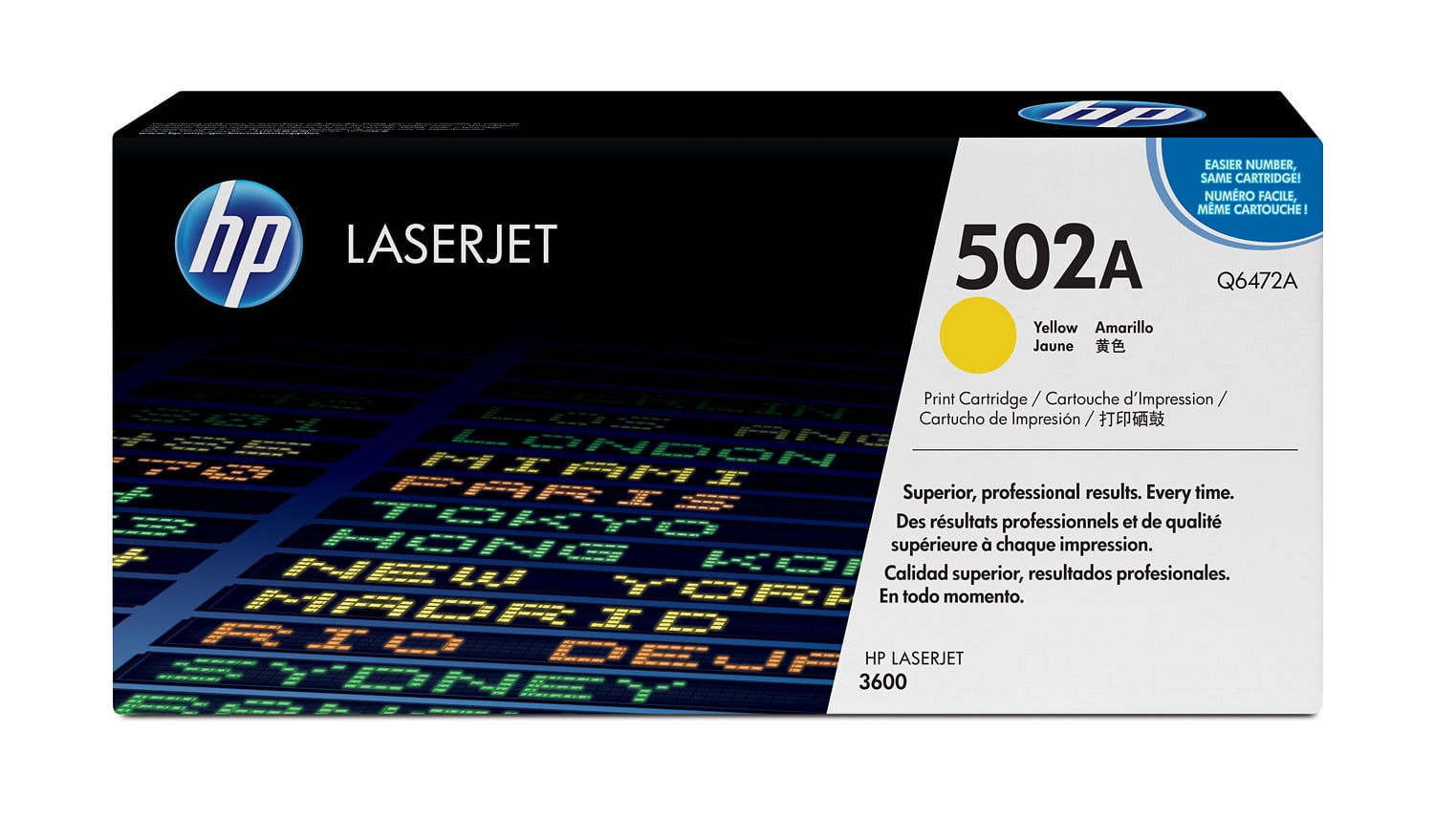 HP 502A Yellow Original LaserJet Toner Cartridge, ~4,000 pages, Q6472A ...