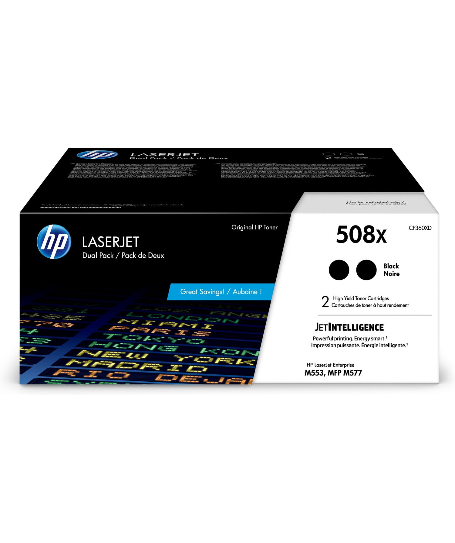 HP 508X (CF360XD) High Yield Toner Cartridges - Black, Pack of 2 for ...