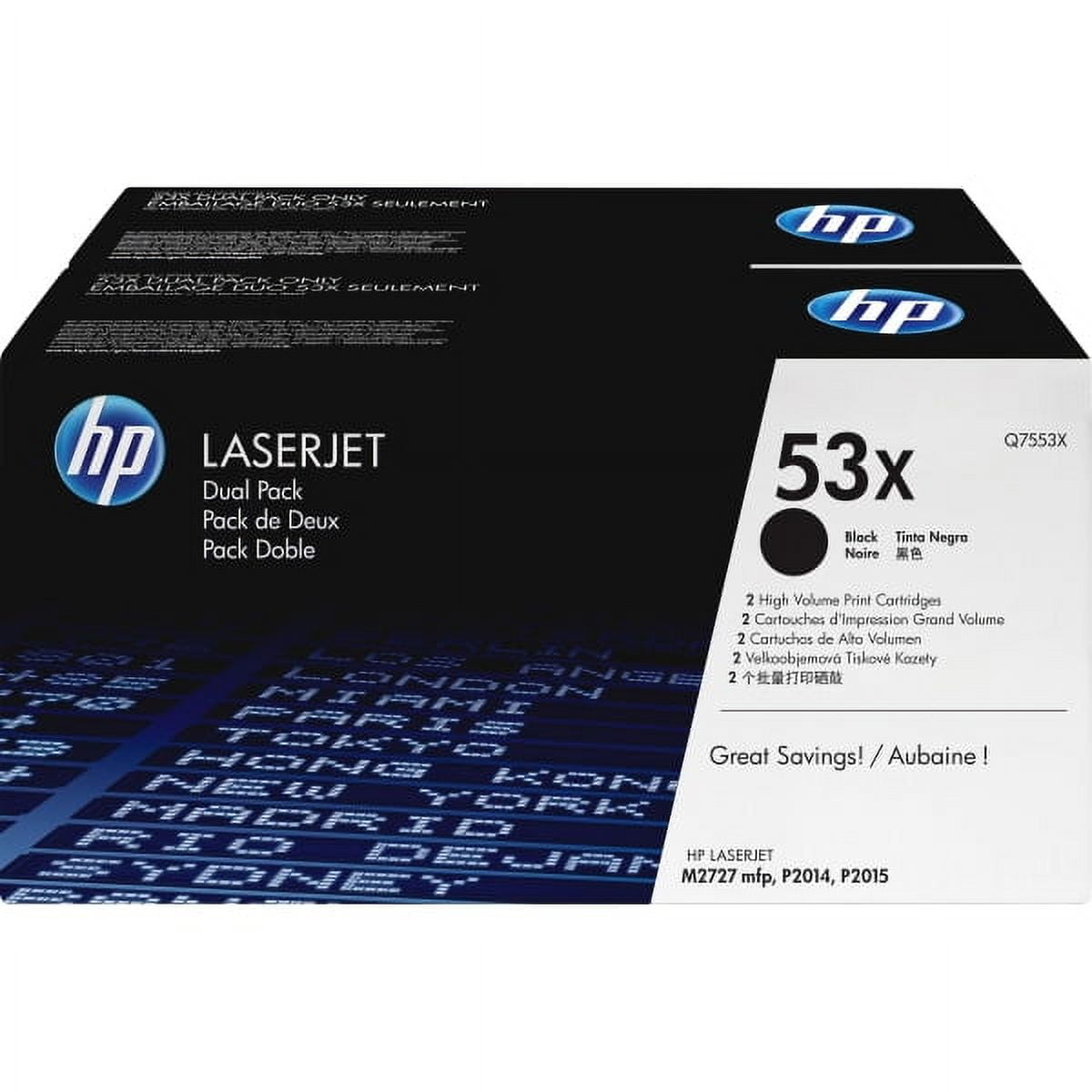 HP 53X, Black Original Toner Cartridges (Q7553XD), Pack Of 2 - Walmart.com