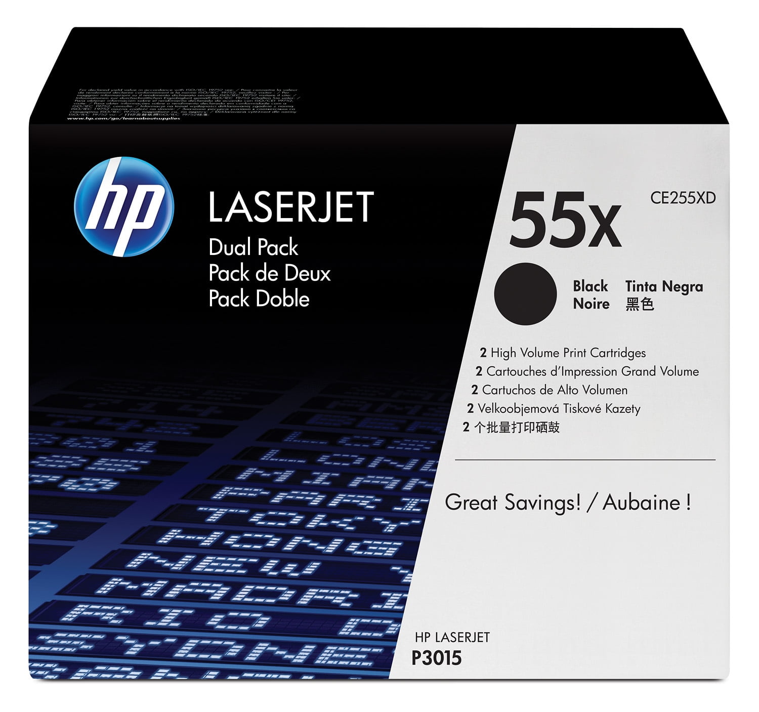 HP 55X 2-pack High Yield Black Original LaserJet Toner Cartridges, Per ...