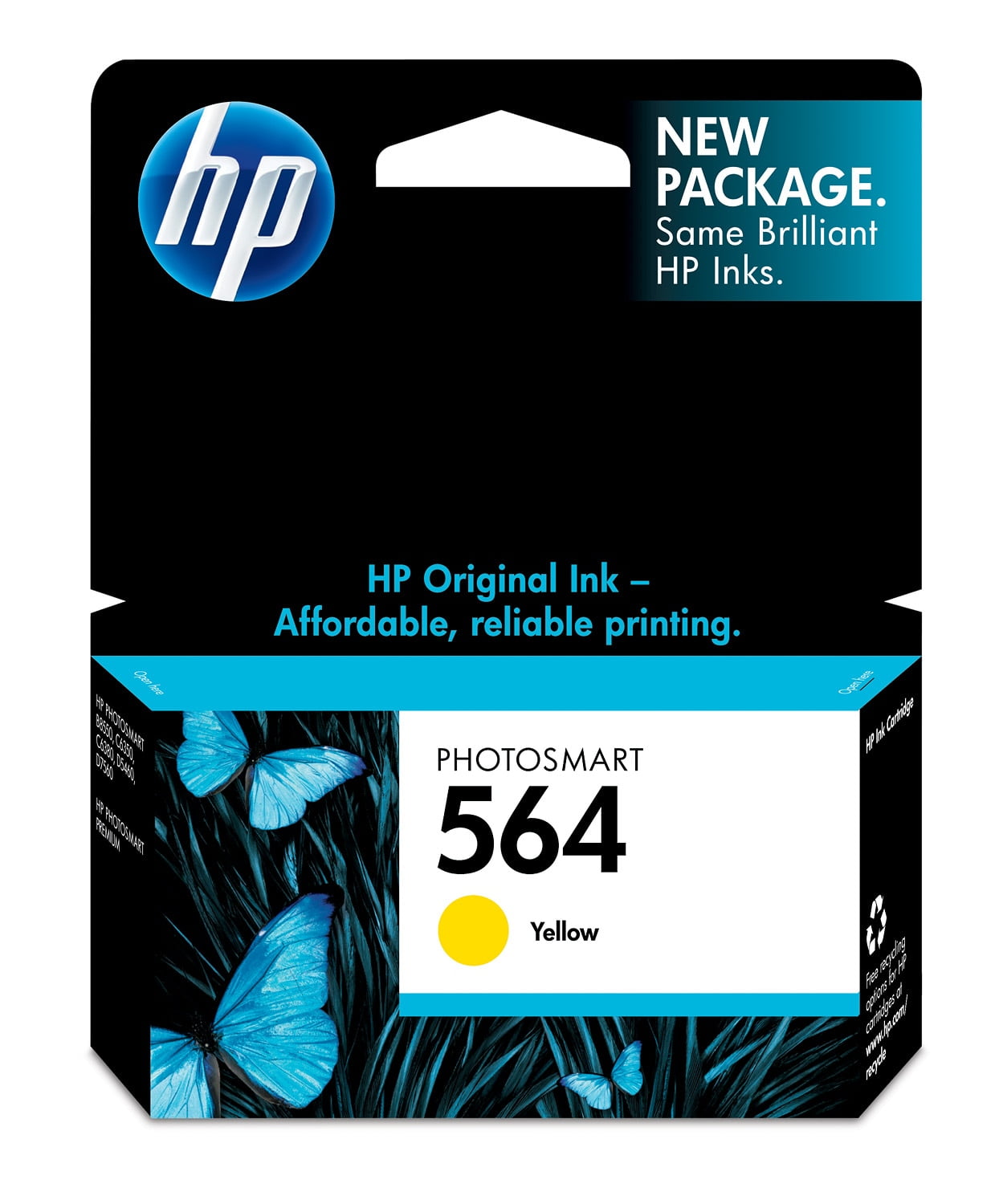HP 564 Yellow Original Ink Cartridge, ~300 pages, CB320WN#140 - Walmart ...