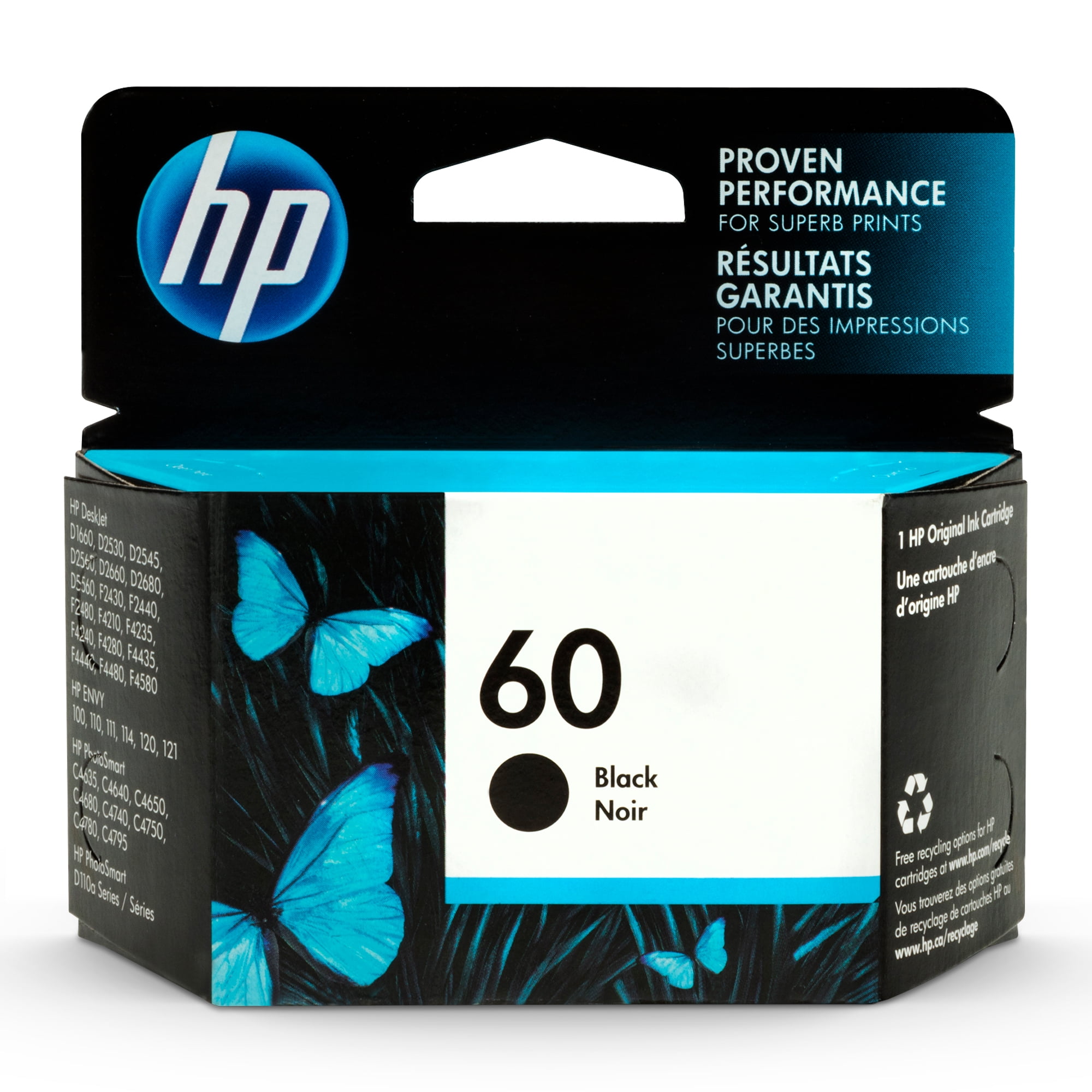 HP 60 Black Original Ink Cartridge, ~200 pages, CC640WN#140 - Walmart.com
