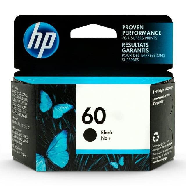 HP 60 Black Original Ink Cartridge, ~200 pages, CC640WN#140 - Walmart.com