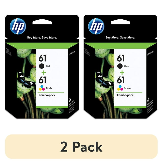 (2 pack) HP 61 2-pack Black/Tri-color Original Ink Cartridges, ~170 ...