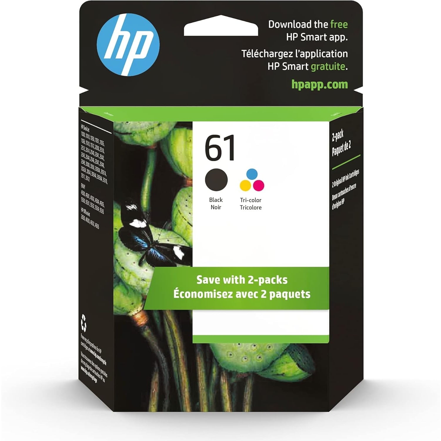 HP 61 Black/Tri-color Ink (2 Pack) | Works with DeskJet 1000, 1010 ...