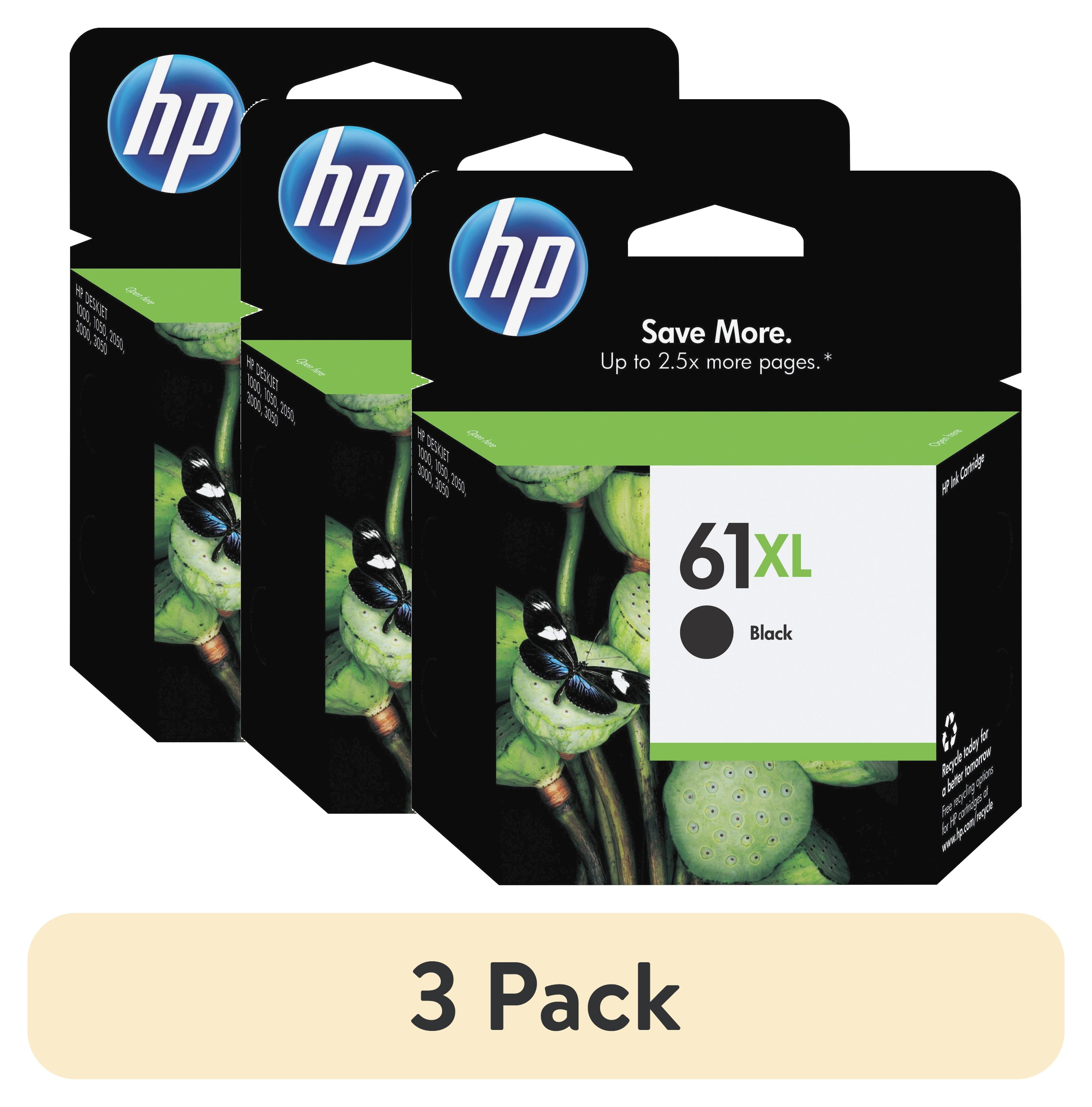 (3 pack) HP 61XL High Yield Black Original Ink Cartridge, ~430 pages ...