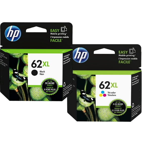 HP 62XL High-Capacity Ink Cartridge, Black & Tri-Color Combo, Laser ...