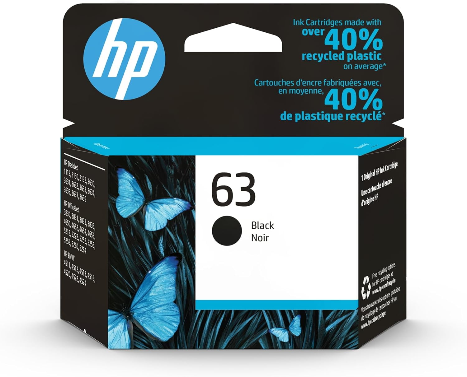 HP 63 Black Ink Cartridge | Works with HP DeskJet 1112, 2130, 3630 ...