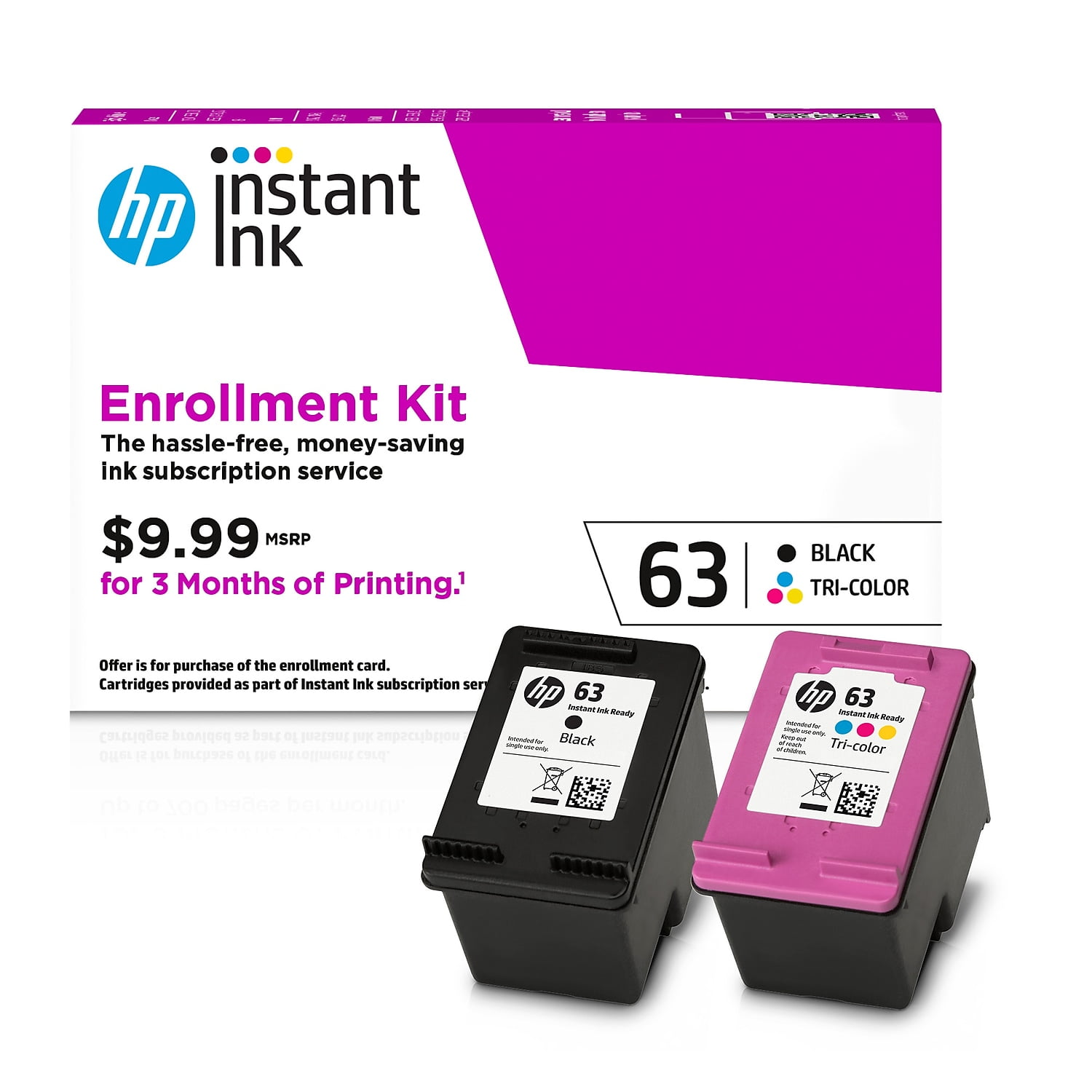HP 63 Black & Tricolor Instant Ink Cartridges with 3 Month Subscription ...