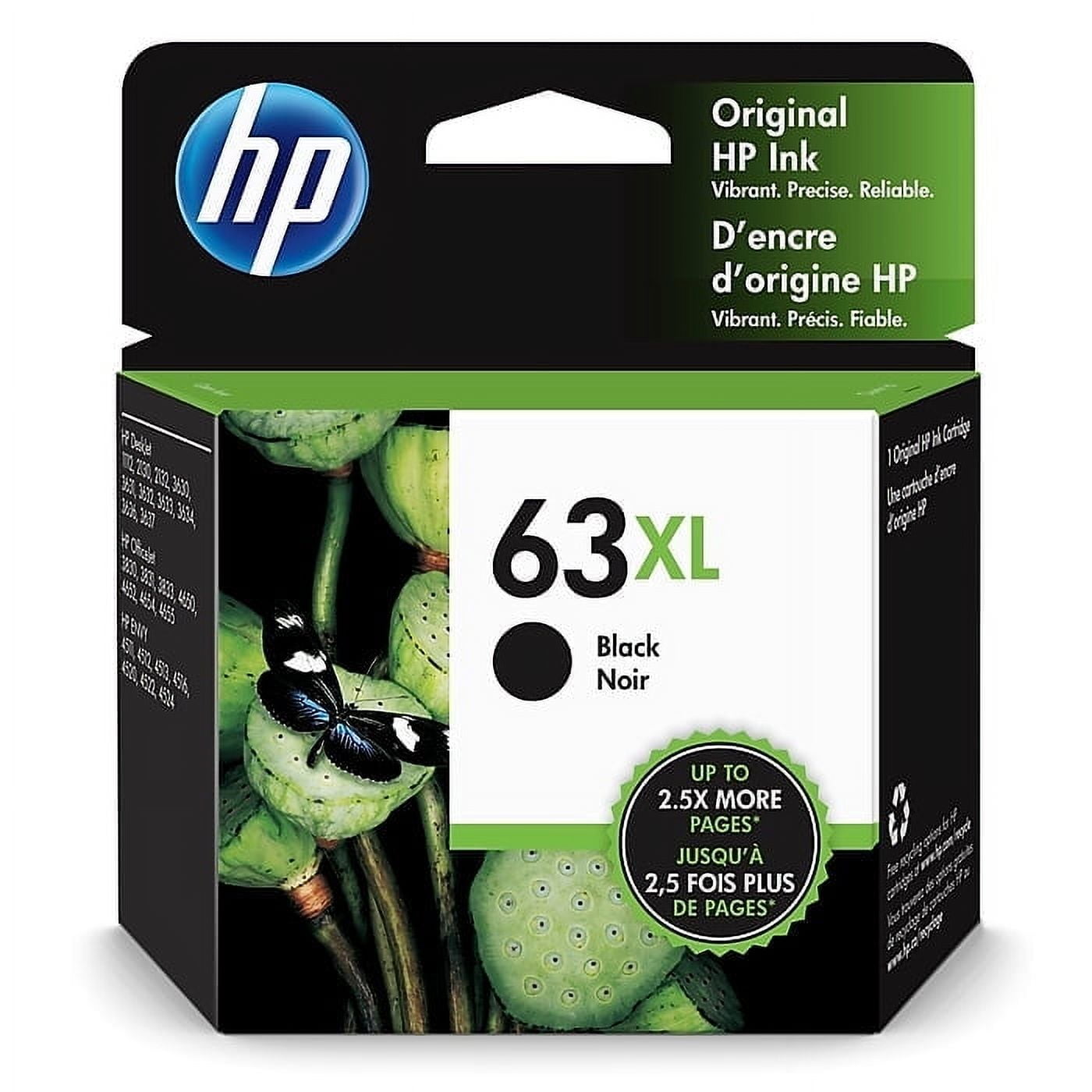 HP 63XL Black High Yield Printer Cartridge, Compatible with HP Deskjet ...