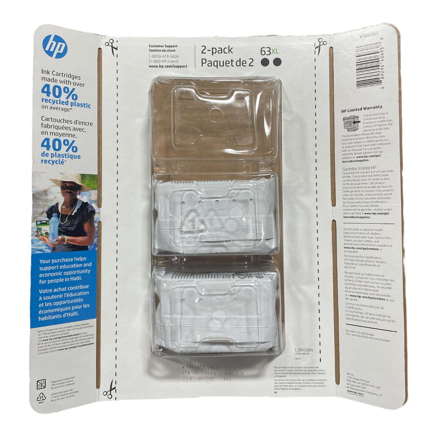 HP 63XL High-Yield Black Original Ink Cartridge (2 Pack) for Sharp Text ...