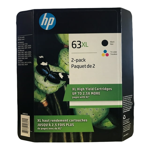 HP 63XL High Yield Original Ink Cartridge - Black, Cyan, Magenta ...