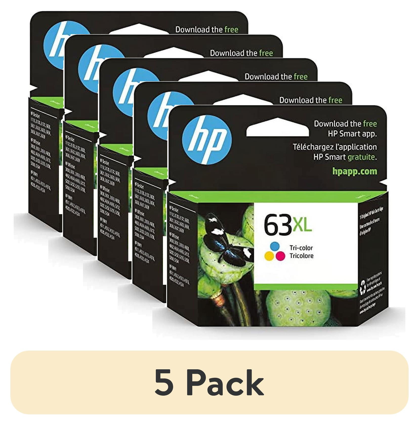 (5 pack) HP 63XL Tri-color High-yield Ink | Works with HP DeskJet 1112 ...