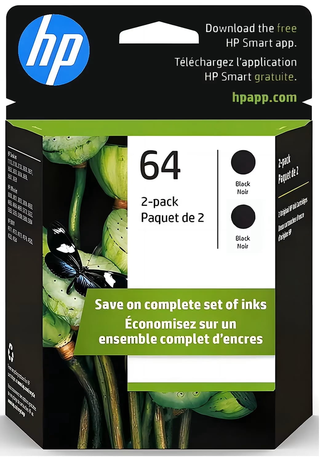 HP 64 Black Ink Cartridges (2-pack) 3YP22AN N9J90AN For Envy Photo 7055 ...