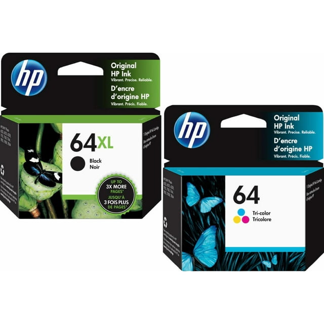 HP 64XL Black & 64 STD Tricolor Ink Cartridges (N9J92AN + N9J89AN ...