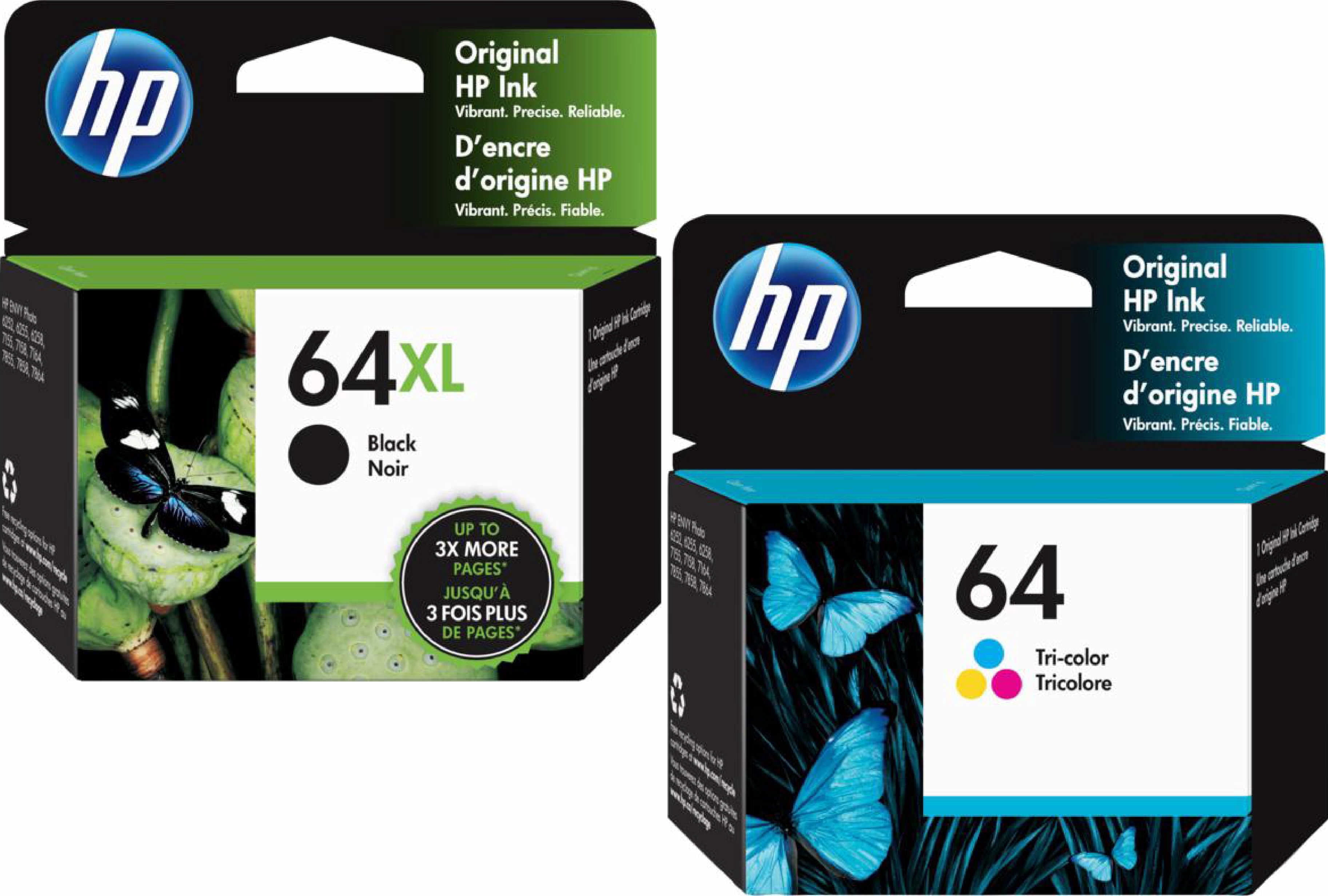 HP 64XL Black and 64 Tri-Color Original Ink Cartridges 3YP23AN 2-Pack ...