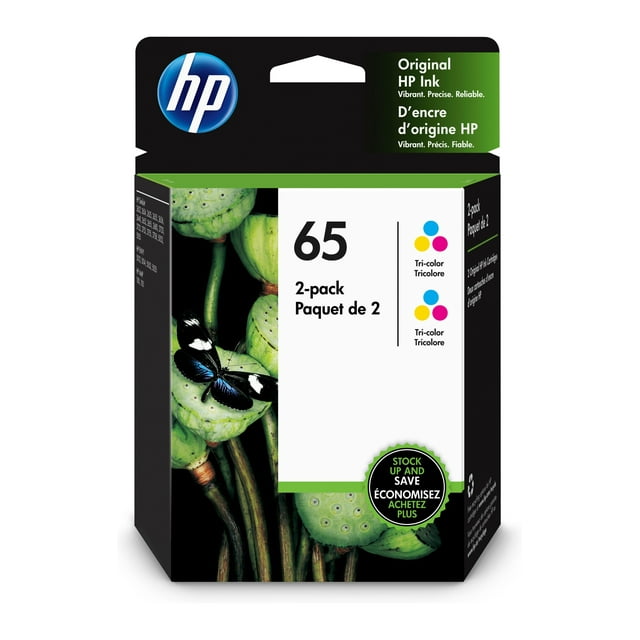 HP 65 2-pack Tri-color Original Ink Cartridges, ~100 pages, 6ZA56AN#140 ...