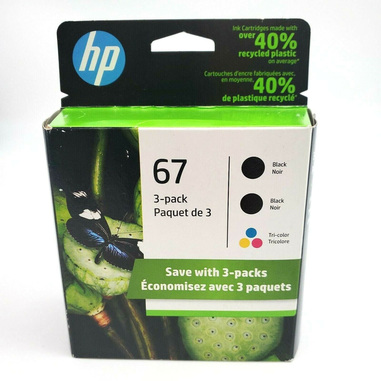 HP 67 Tri-color 3-Pack Ink Cartridges Combo, Black - Walmart.com