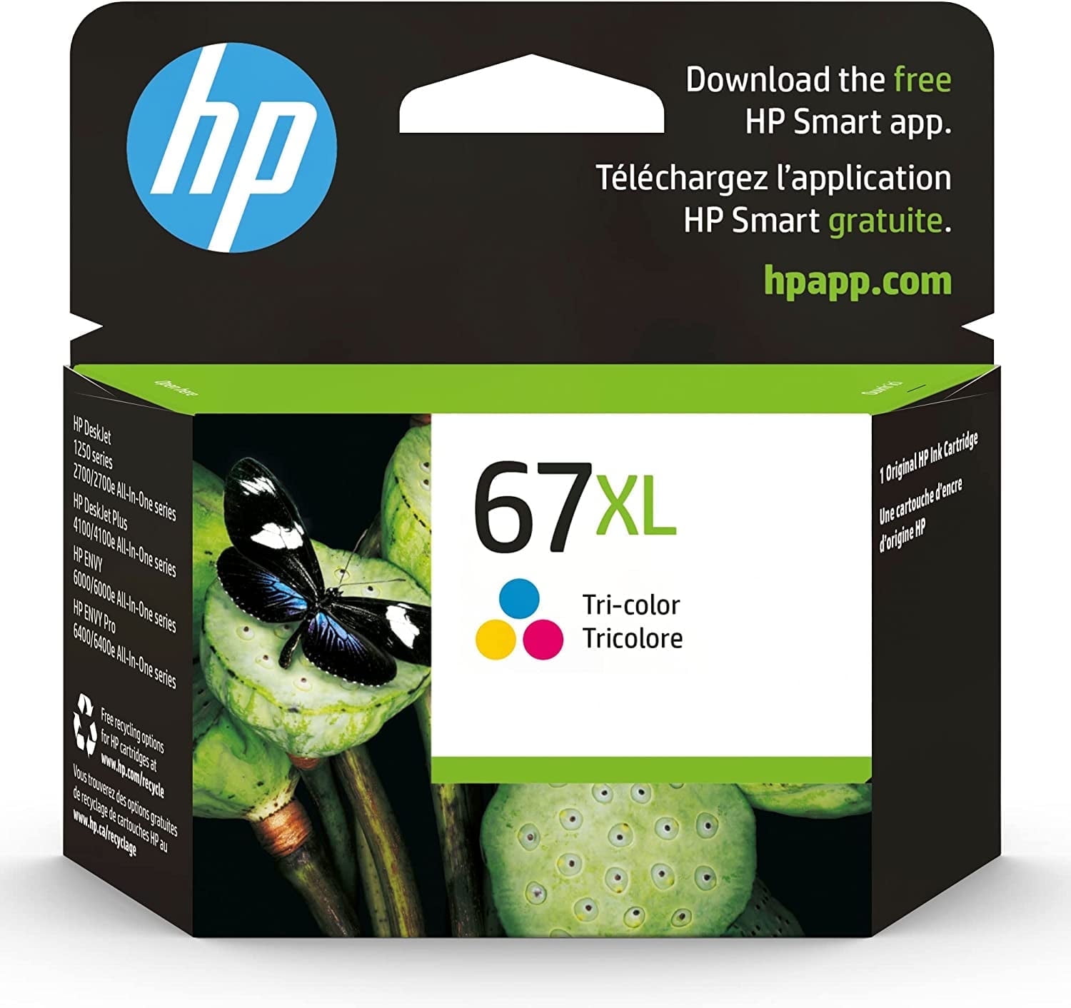 HP 67XL Tri-color High-yield Ink Cartridge, Compatible with HP DeskJet ...