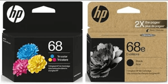 HP 68e Black EvoMore Ink Cartridge, 320 Pages, (7FP22TN) and Regular 68 ...