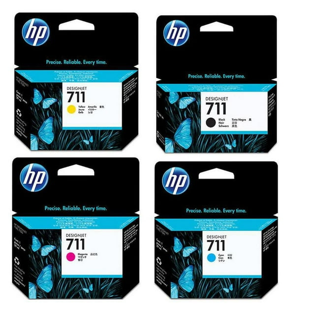HP 711 Ink Cartridge Bundle: 38-ML Black, 29-ML Cyan, Magenta, Yellow ...