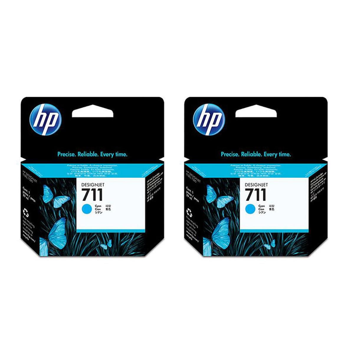 HP 711 Dye Based Printer Cartridge, for Designjet T120, Cyan, 2 Pack ...