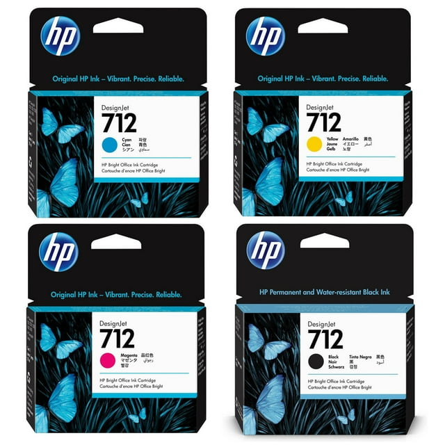 HP 712 29ml Cyan/Magenta/Yellow and 80ml Black DesignJet Ink Cartridge ...